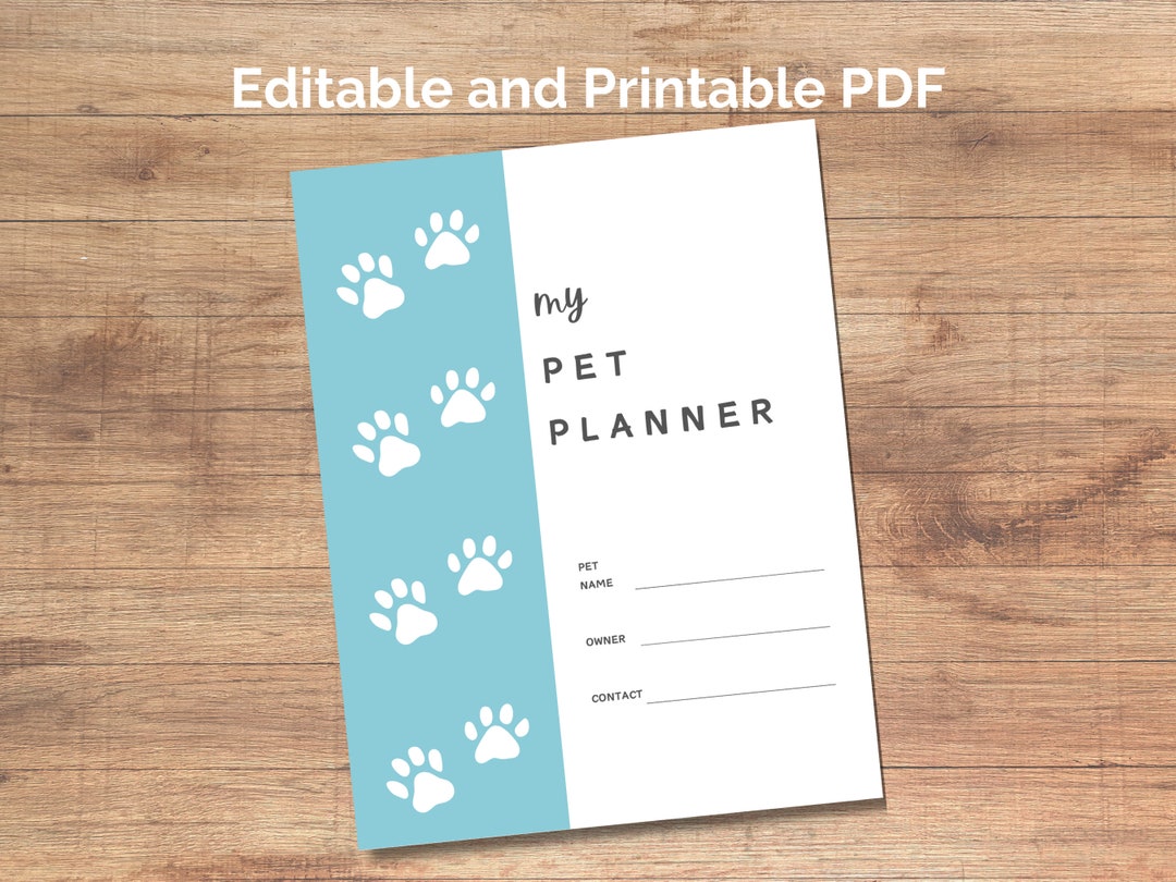My Pet Planner PDF, Printable and Fillable Pet Care Planner - Etsy