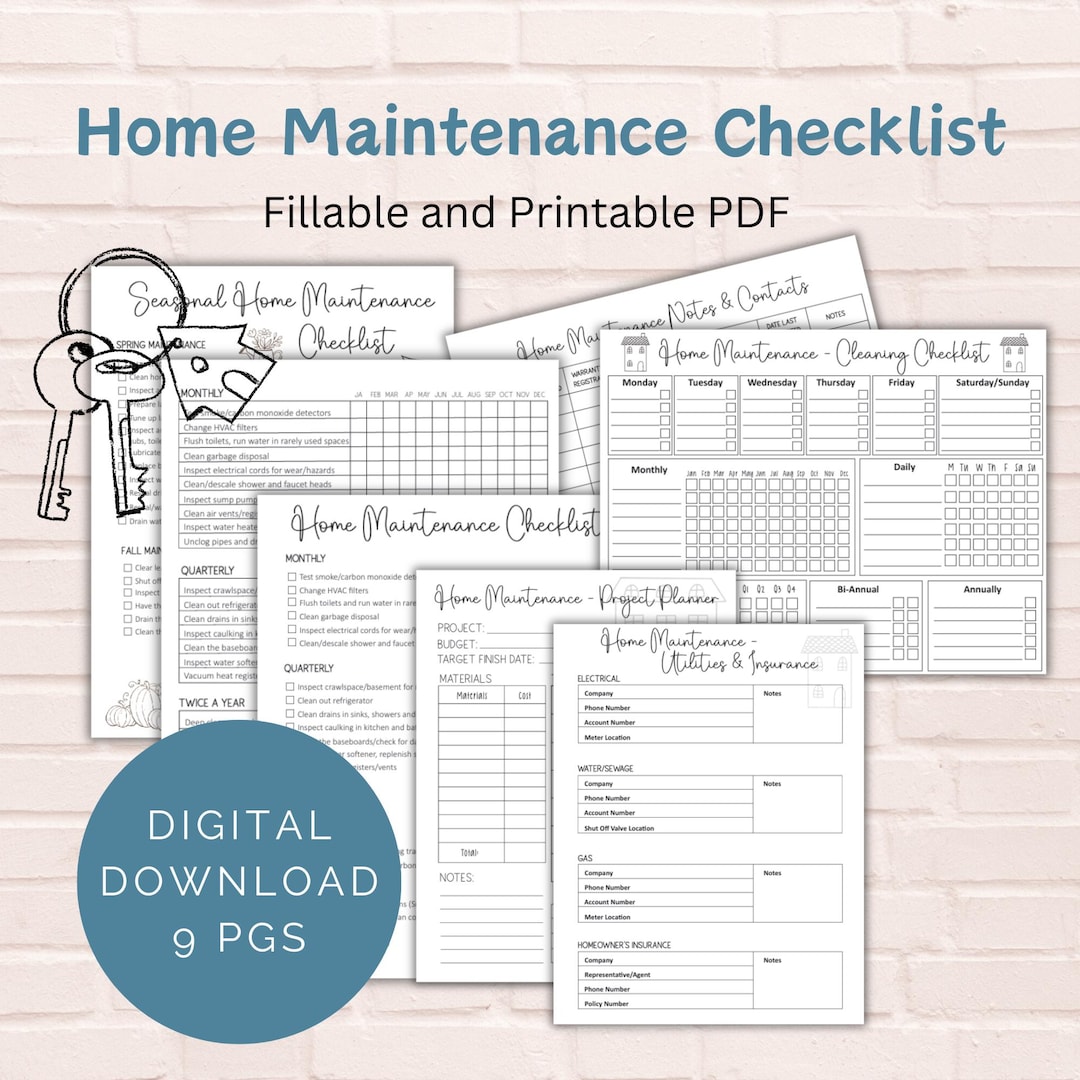 Fillable Home Maintenance Checklist PDF; Home Maintenance Checklist ...