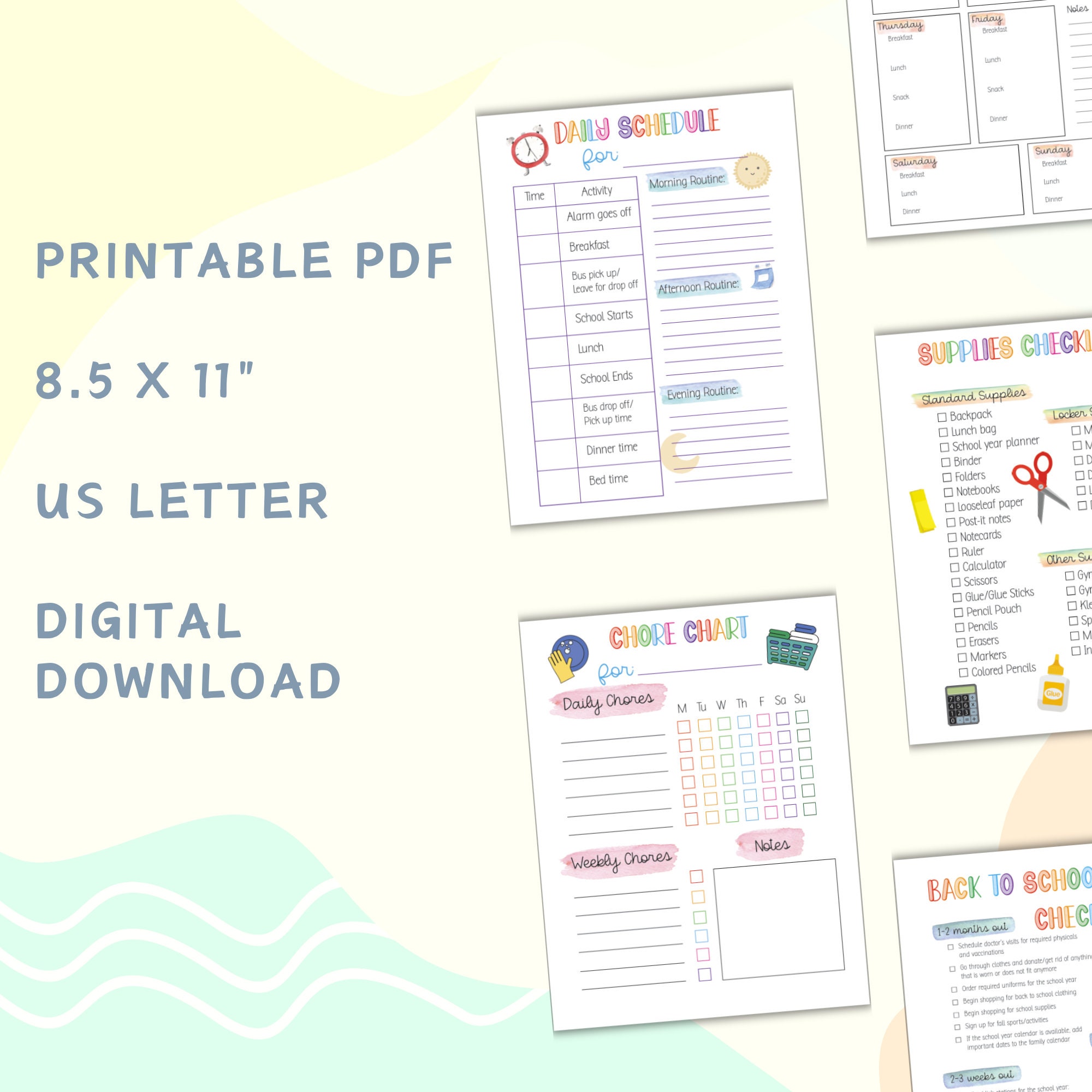 Back to School Planner PDF; Back to School Binder Printable PDF; Back ...