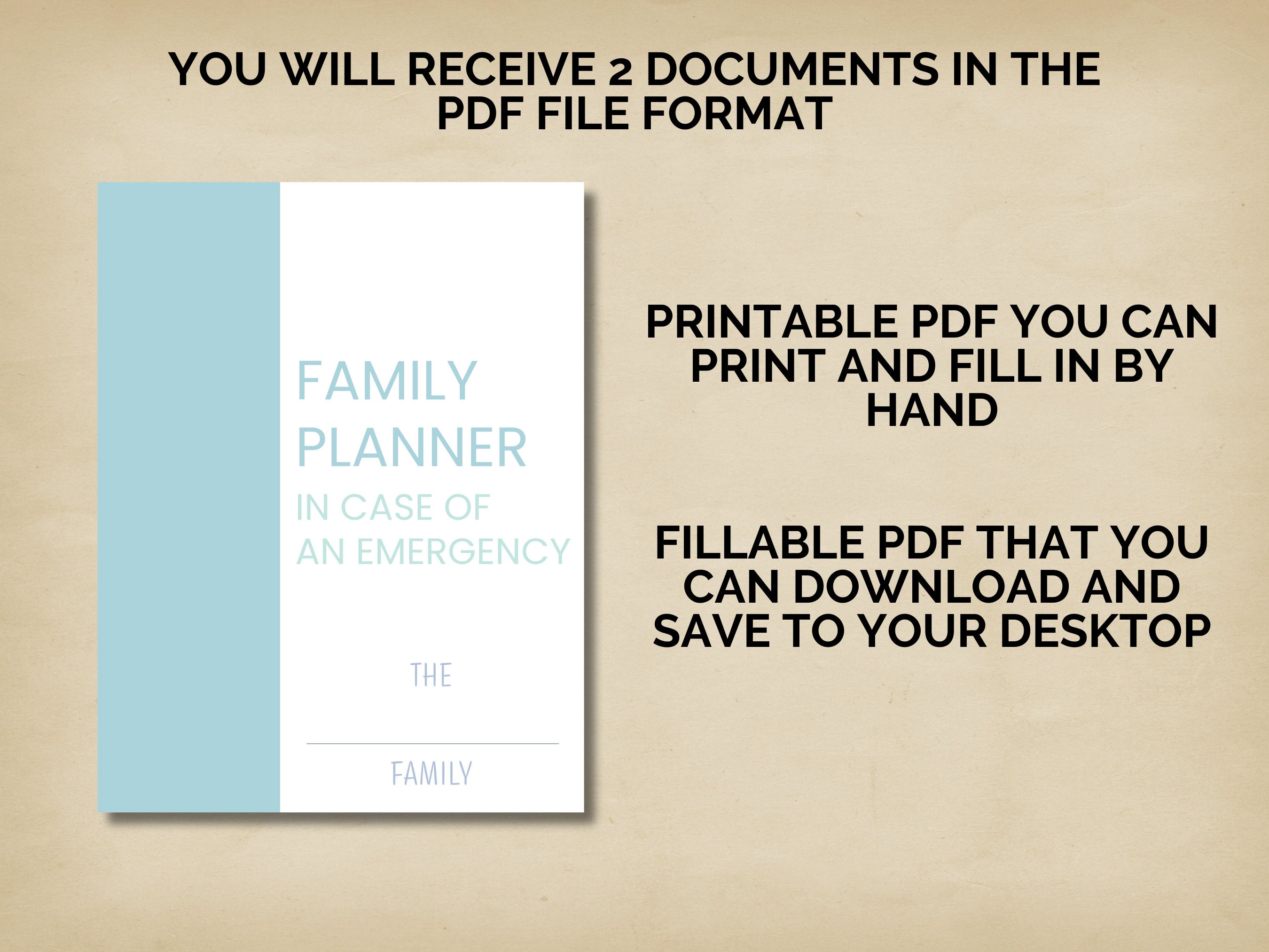 In Case of an Emergency Family Planner Printable and Fillable PDF ...