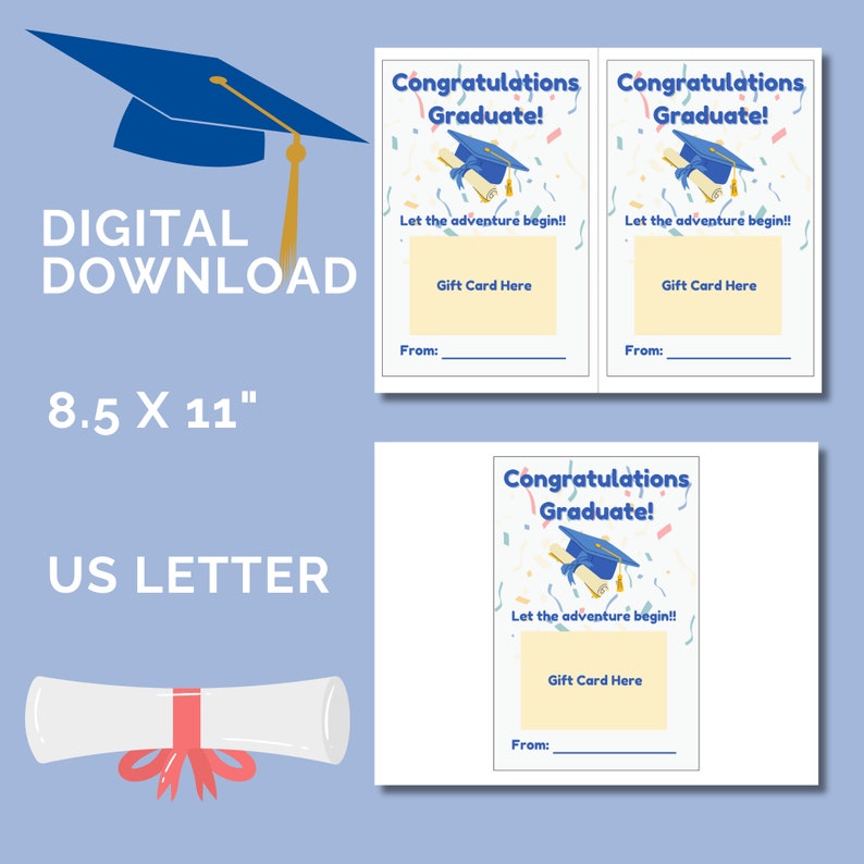 Graduation Gift Card Holder PDF; Printable Congratulations Graduation ...