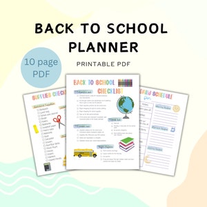 Back to School Planner PDF; Back to School Binder Printable PDF; Back ...