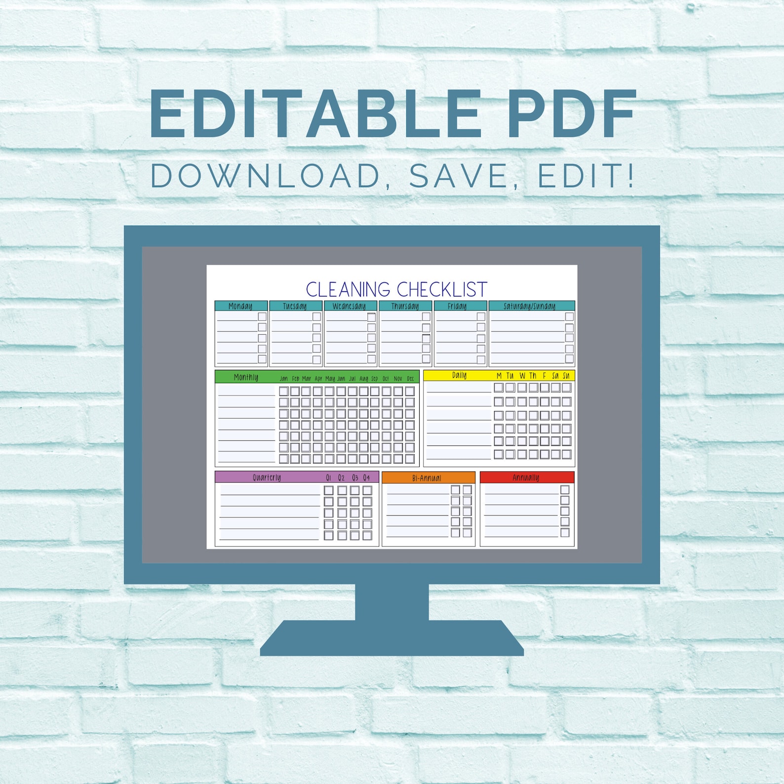 Cleaning Checklist Editable PDF; Cleaning Schedule Fillable and ...