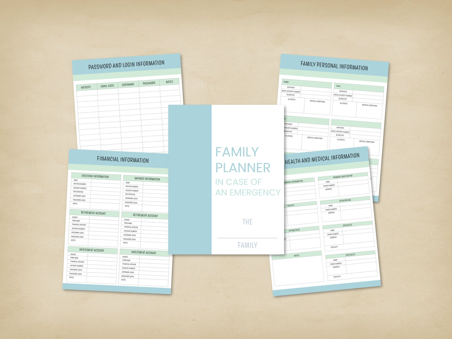 In Case of an Emergency Family Planner Printable and Fillable PDF ...