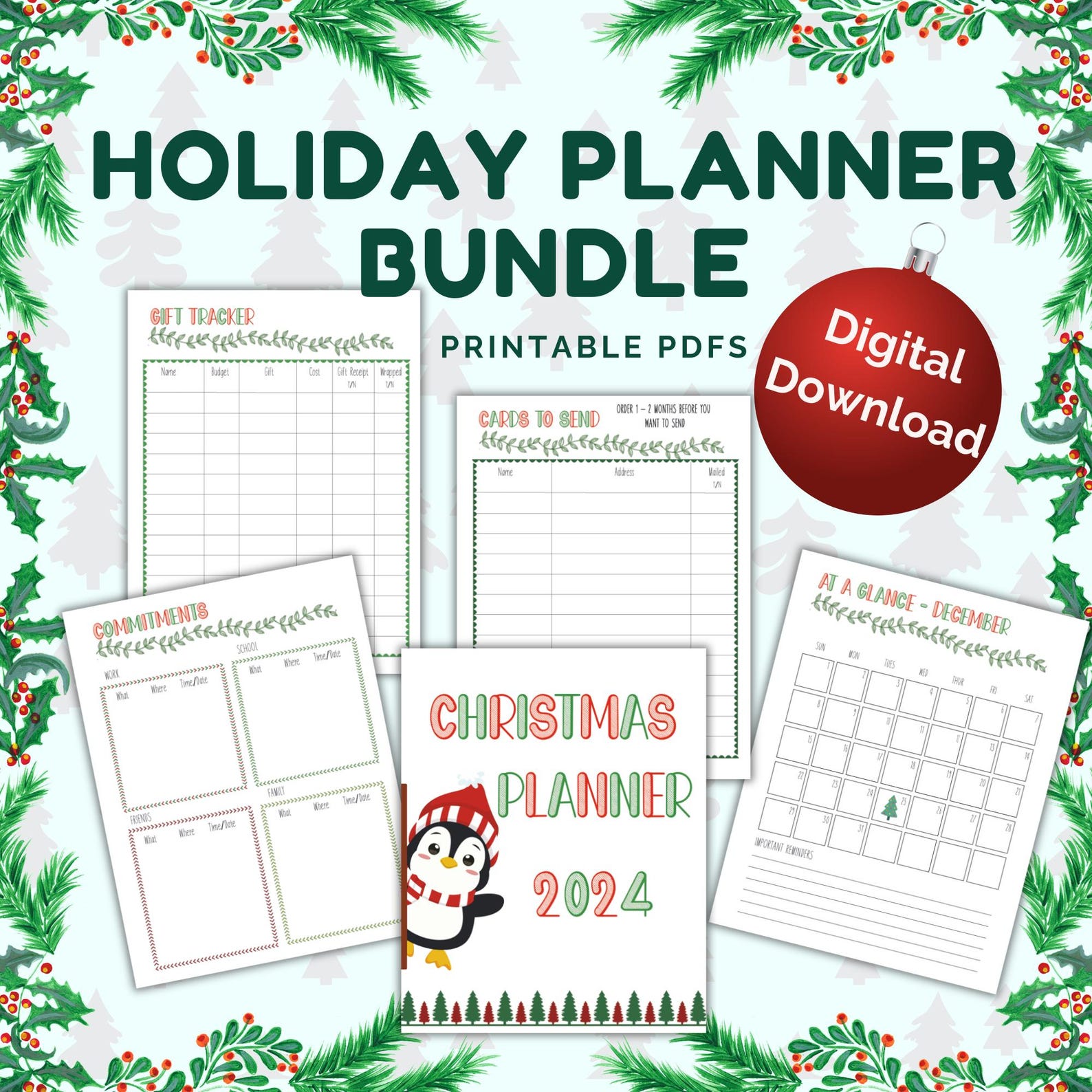 Christmas Planner Bundle PDF, Christmas Planner, Printable Thank You ...