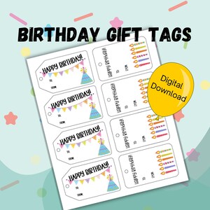 Printable Gift Tags; Printable Birthday Tags; Birthday Tags PDF - Etsy