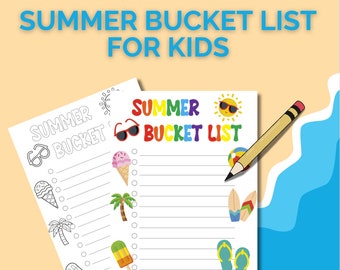 Summer Bucket List Coloring Page - Etsy