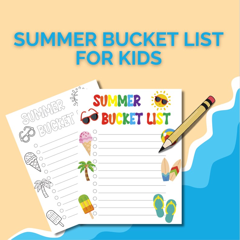Summer Bucket List PDF; Summer Bucket List Coloring Page PDF - Etsy