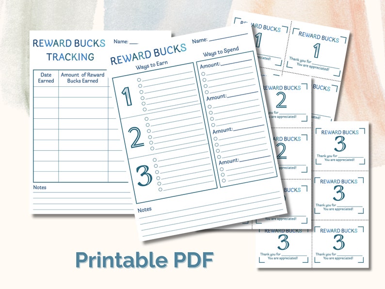 Kid’s Reward Bucks Printable PDF, Reward Buck’s for Kids Printable PDF ...