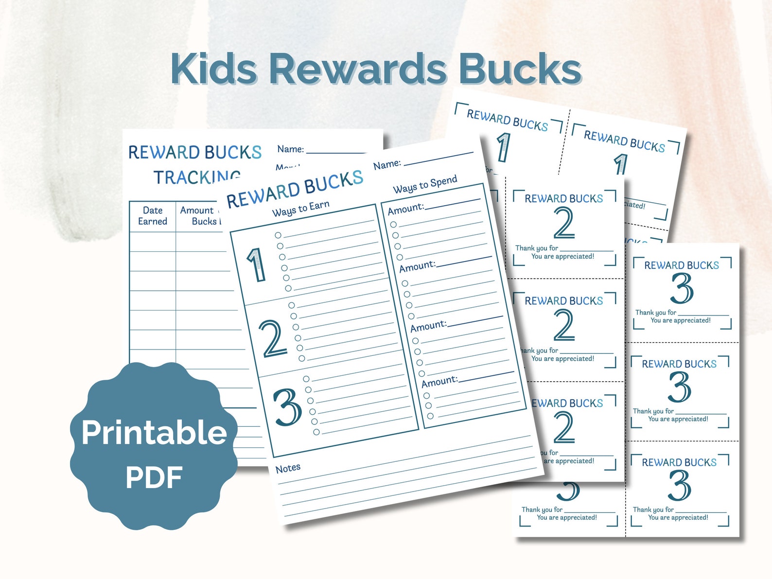 Kid’s Reward Bucks Printable PDF, Reward Buck’s for Kids Printable PDF ...