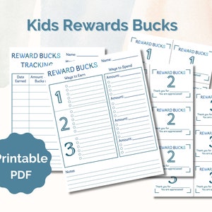 Kid’s Reward Bucks Printable PDF, Reward Buck’s for Kids Printable PDF ...