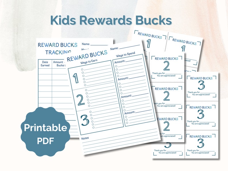 Kid’s Reward Bucks Printable PDF, Reward Buck’s for Kids Printable PDF ...