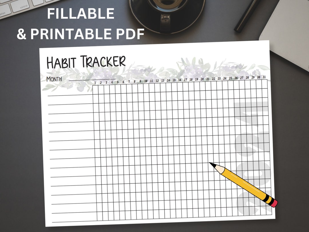 Habit Tracker PDF Printable and Fillable - Etsy