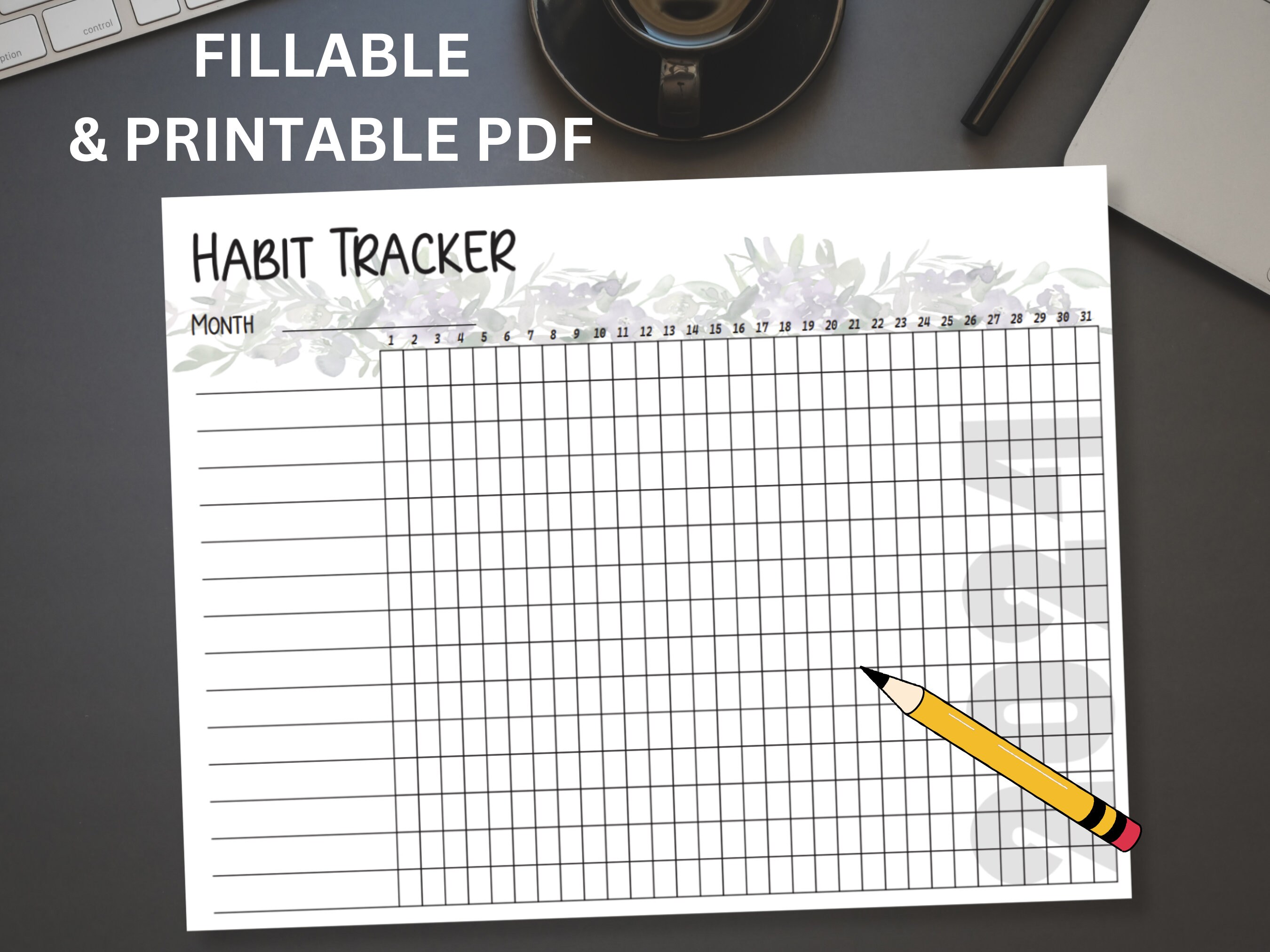 Habit Tracker PDF Printable and Fillable - Etsy