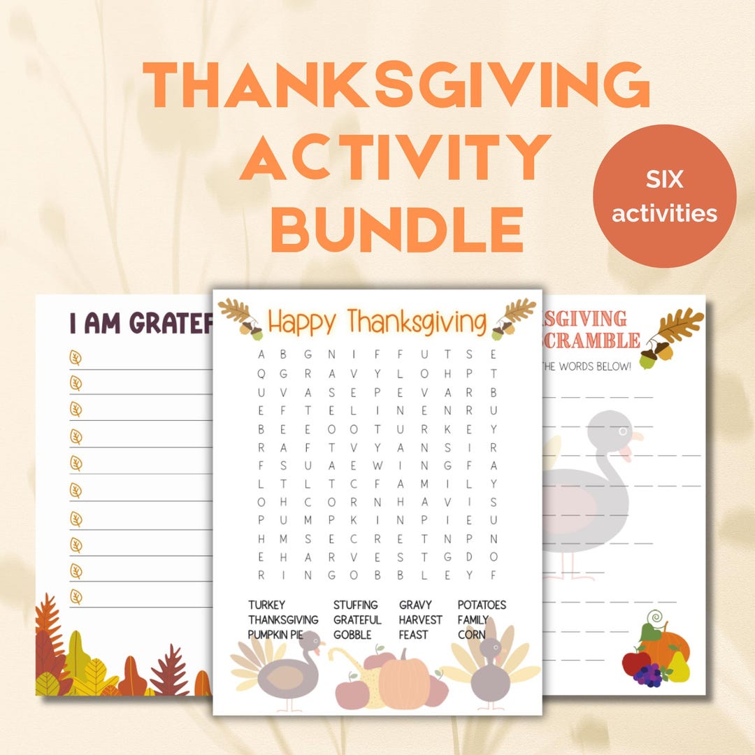 Thanksgiving Activity Bundle PDF for Kids, Printable Thanksgiving ...