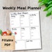 Weekly Meal Planner PDF, Fillable and Printable Meal Planner PDF - Etsy