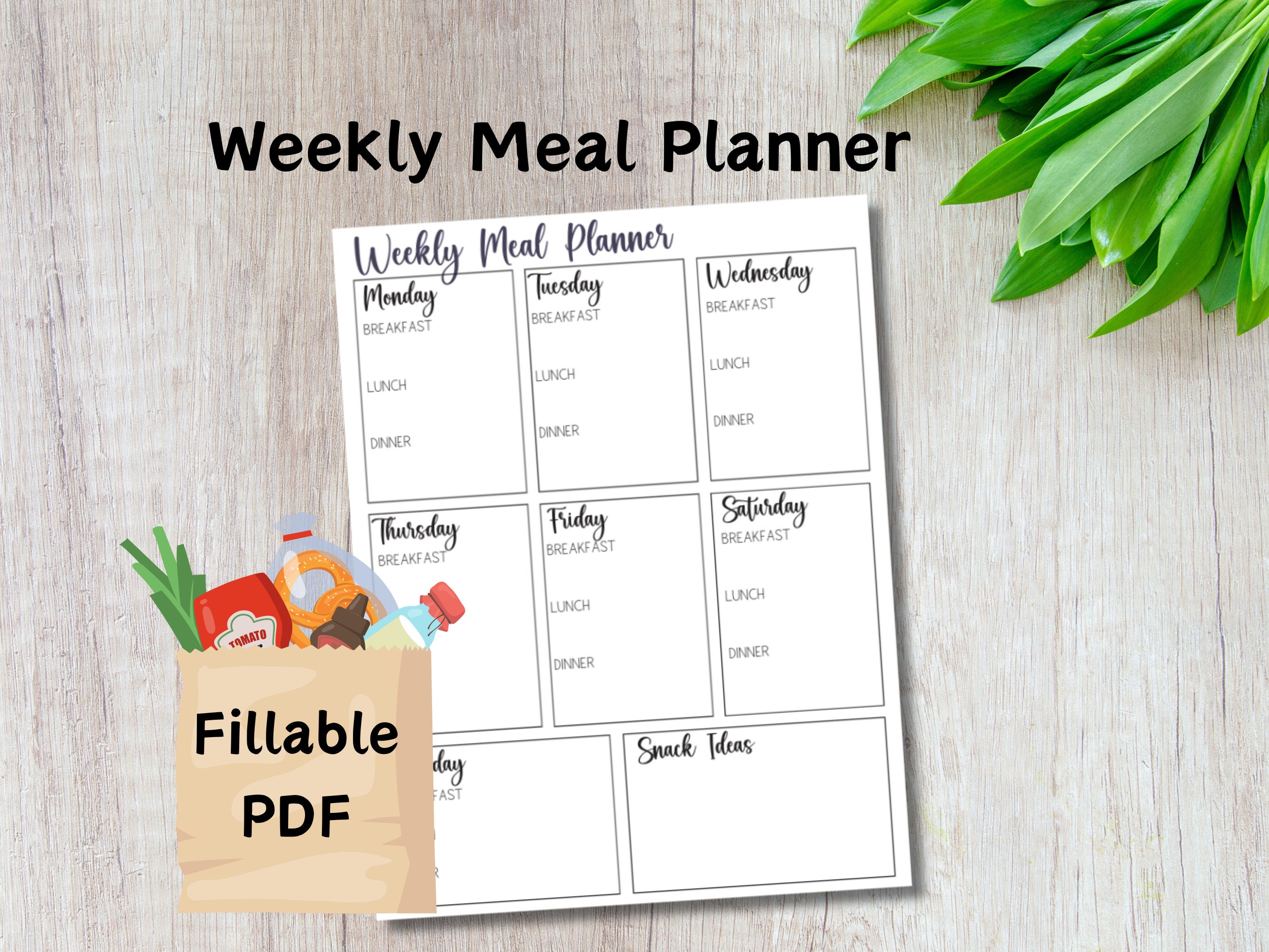 Weekly Meal Planner PDF, Fillable and Printable Meal Planner PDF - Etsy