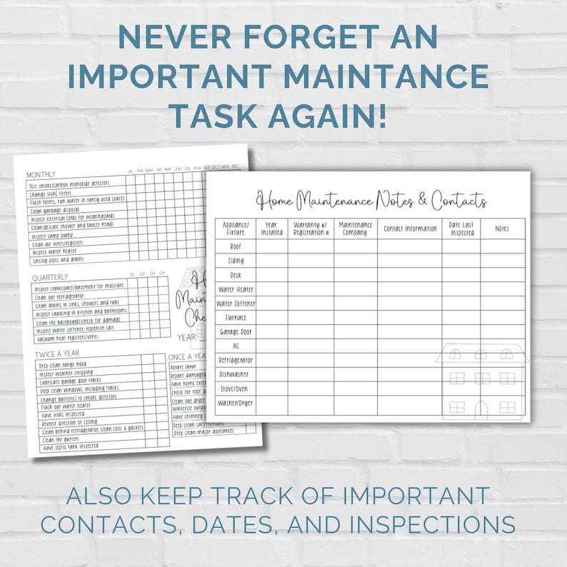 Home Maintenance Checklist PDF; Seasonal Home Maintenance Checklist PDF ...