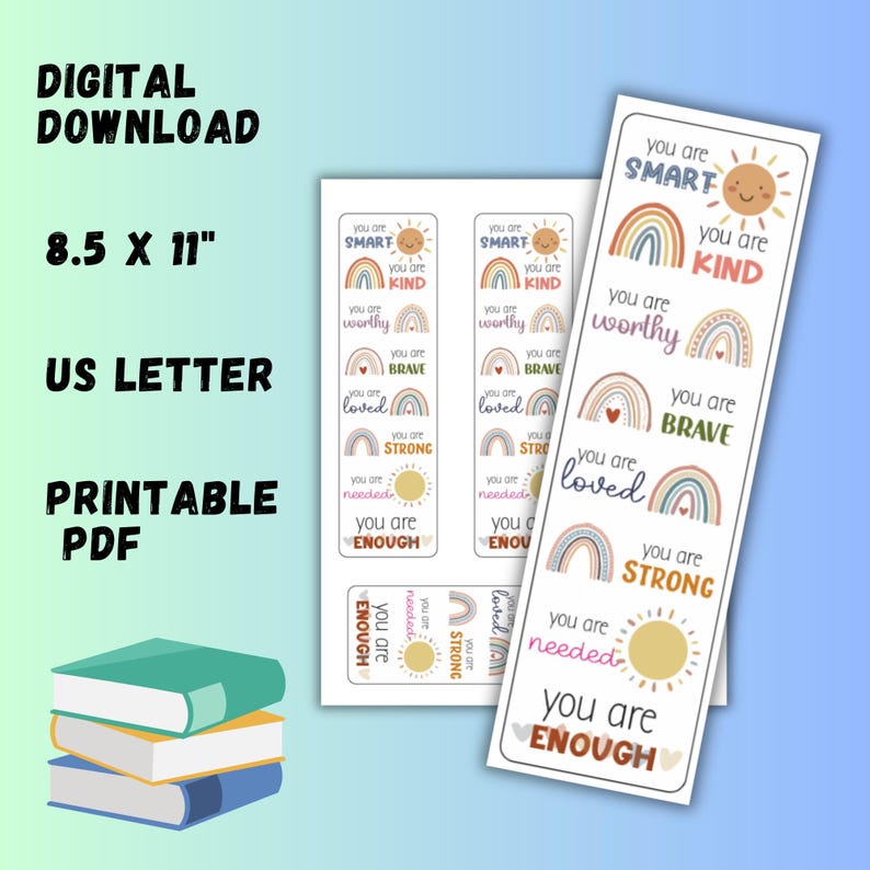 Printable Bookmark PDF, Positive Affirmations Bookmark PDF - Etsy