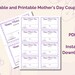 Mother's Day Coupons Printable and Fillable PDF; Mother's Day Vouchers ...