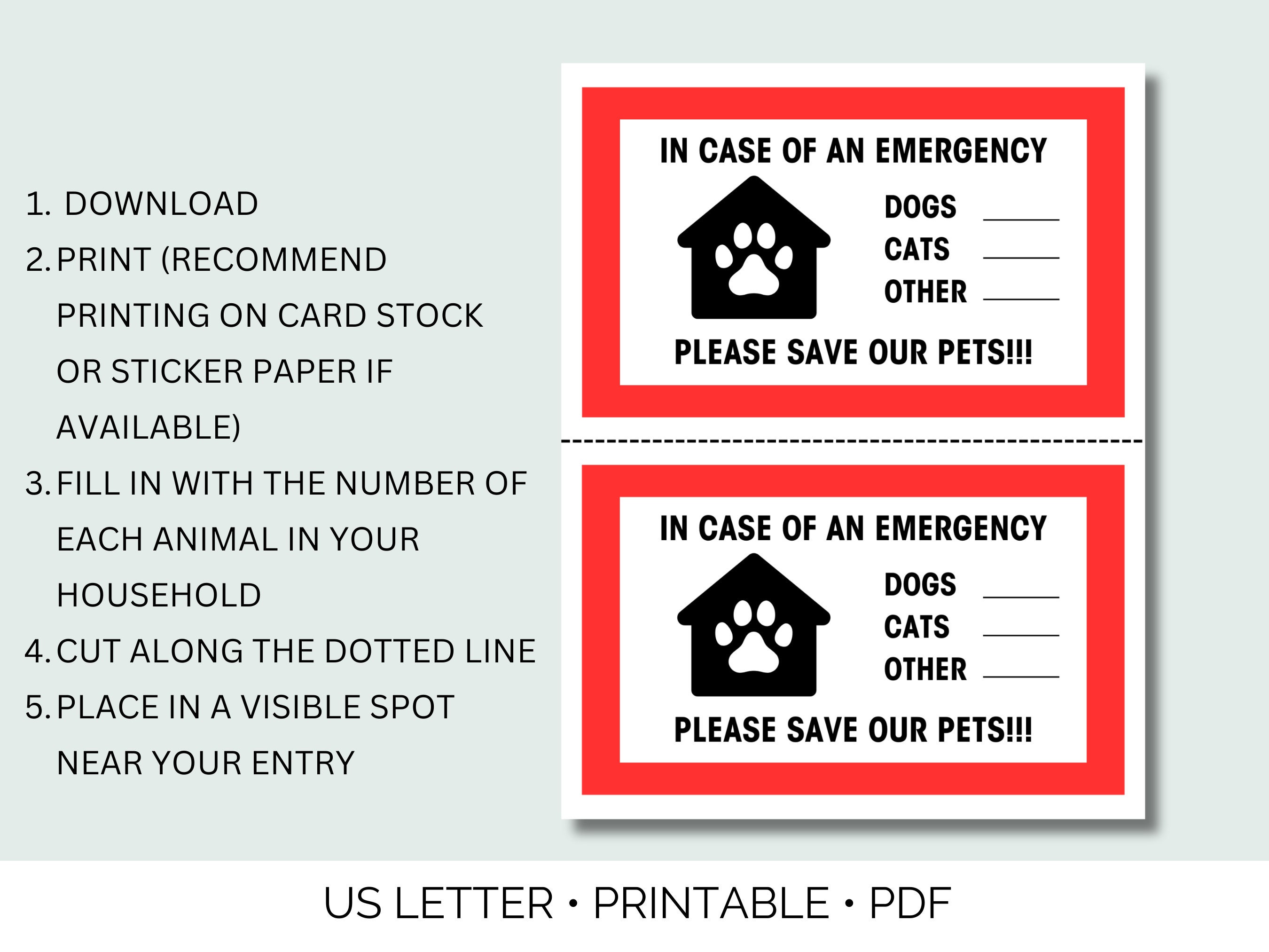 Printable in Case of an Emergency Pets Inside PDF, Emergency Pets ...