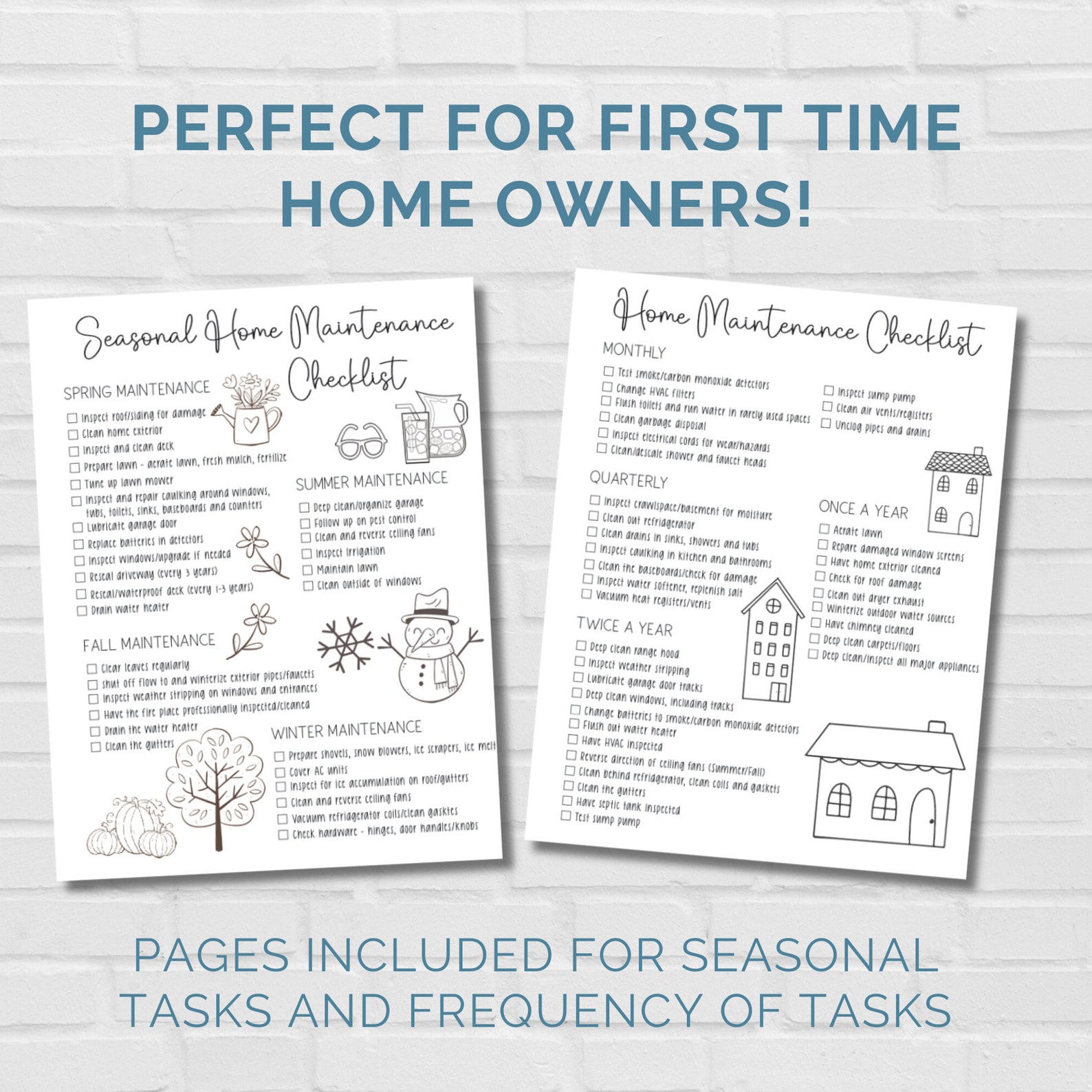 Home Maintenance Checklist PDF; Seasonal Home Maintenance Checklist PDF ...