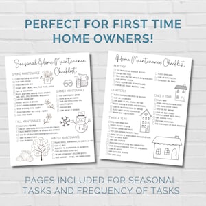 Home Maintenance Checklist PDF; Seasonal Home Maintenance Checklist PDF ...