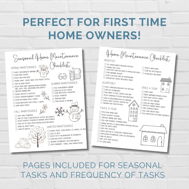 Home Maintenance Checklist PDF; Seasonal Home Maintenance Checklist PDF ...