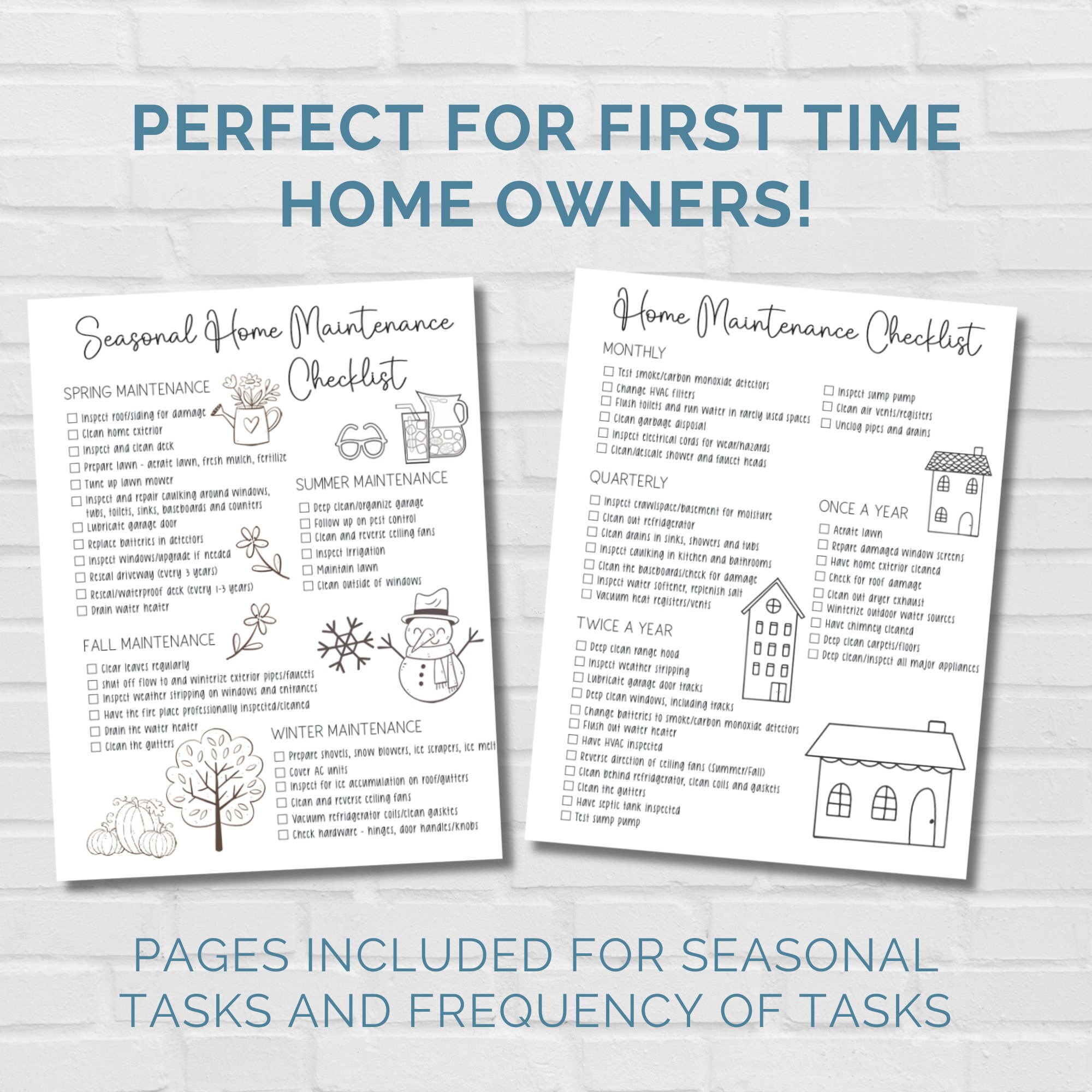 Home Maintenance Checklist PDF; Seasonal Home Maintenance Checklist PDF ...