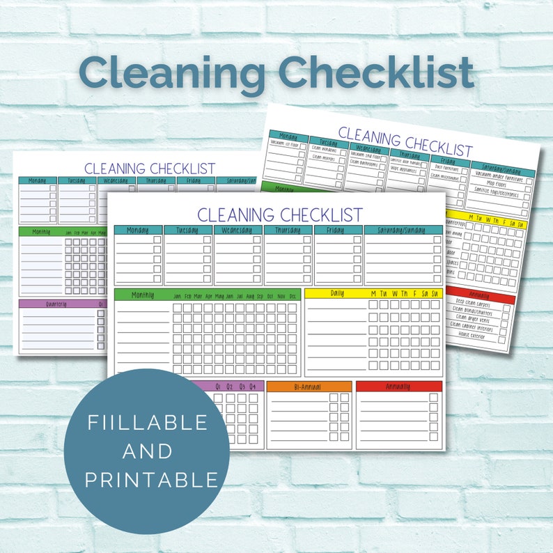 Cleaning Checklist Editable PDF; Cleaning Schedule Fillable and ...