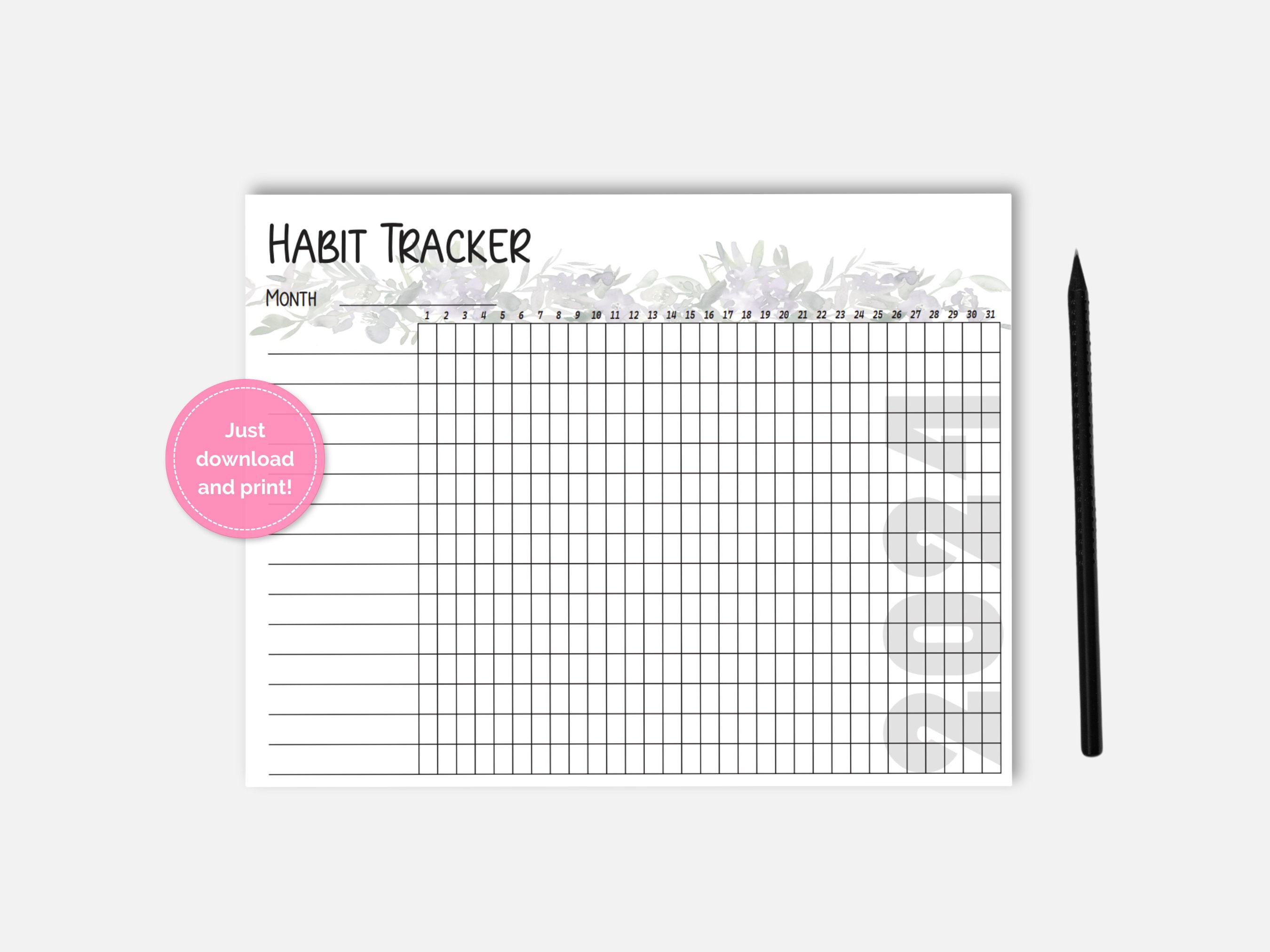 Habit Tracker PDF Printable and Fillable - Etsy