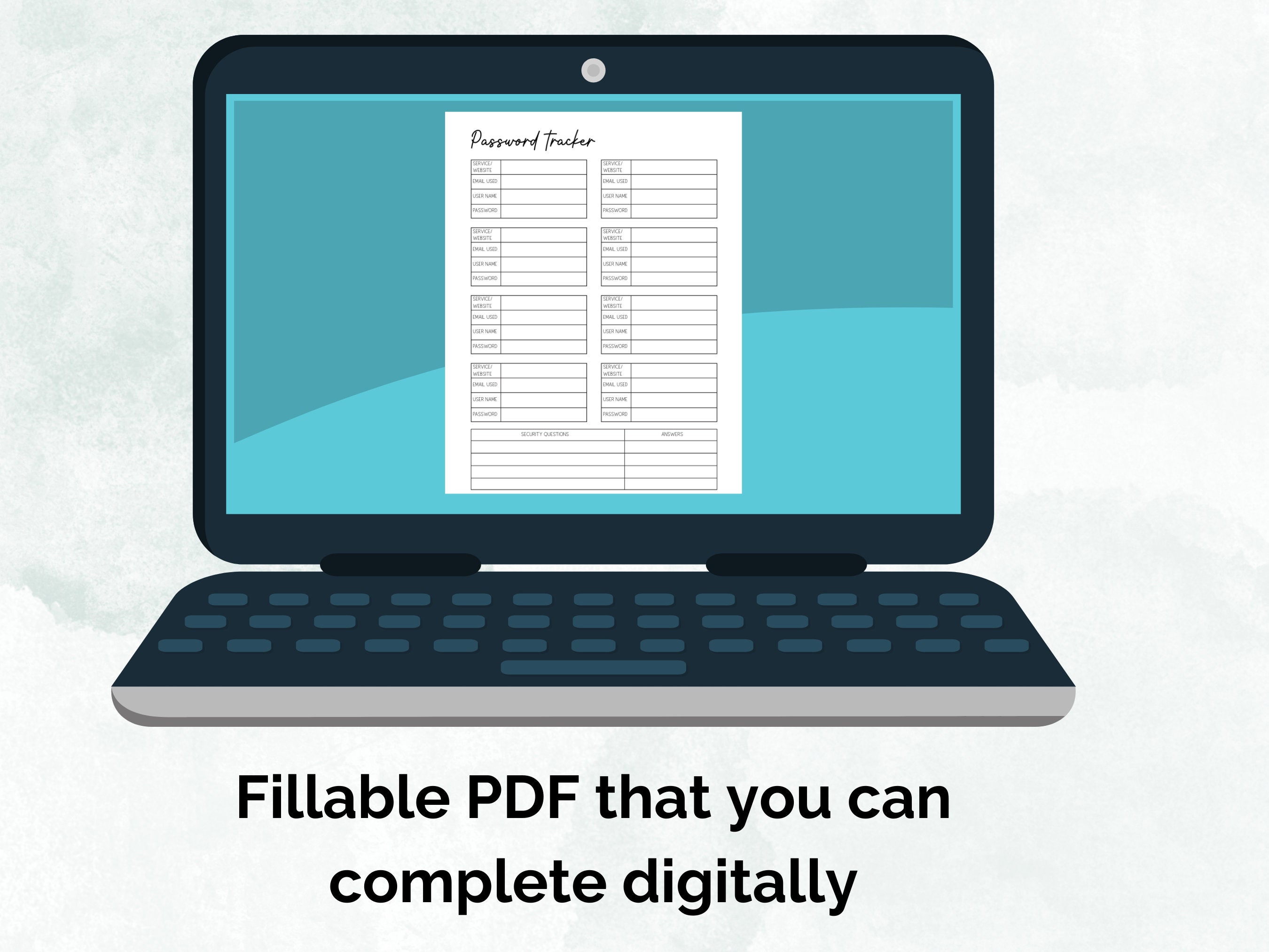 Password Tracker Printable and Fillable PDF, Fillable and Printable ...