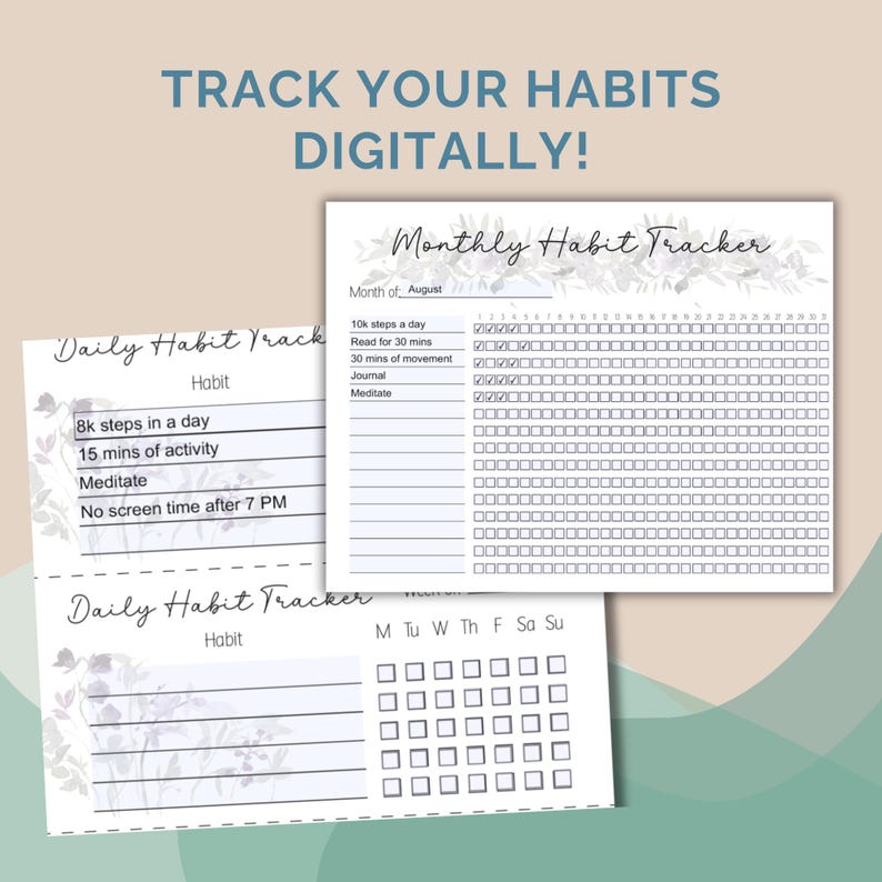 Habit Tracker PDF Printable and Fillable - Etsy