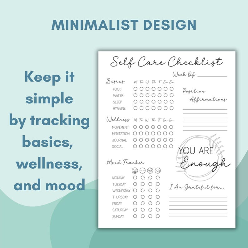 Self Care Checklist PDF, Weekly Self Care Tracker PDF - Etsy