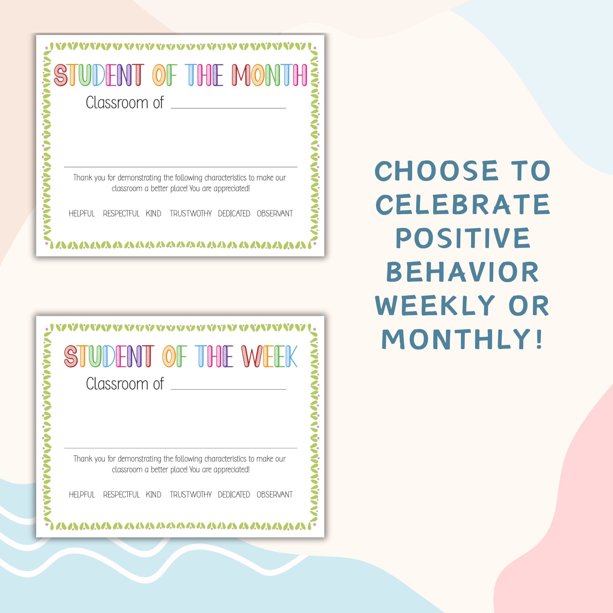 Student Recognition Certificate Printable PDF - Etsy