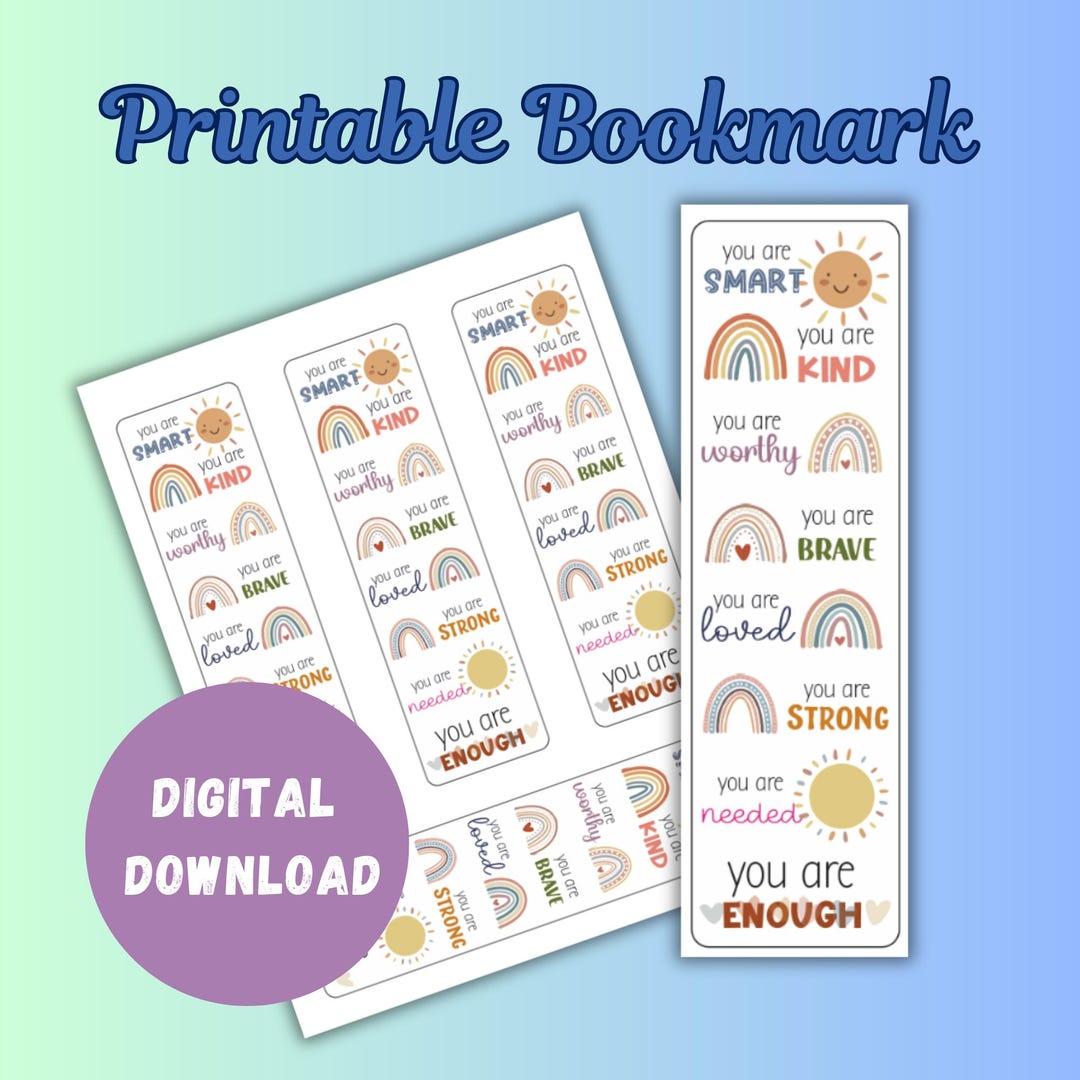 Printable Bookmark PDF, Positive Affirmations Bookmark PDF - Etsy