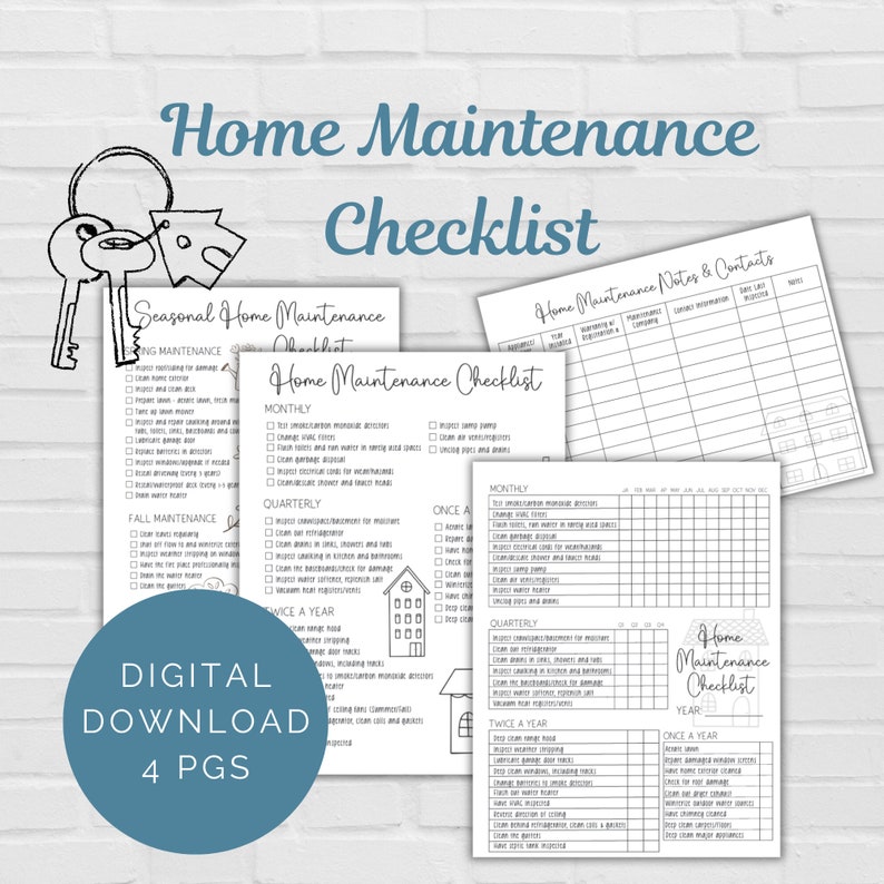 Home Maintenance Checklist PDF; Seasonal Home Maintenance Checklist PDF ...