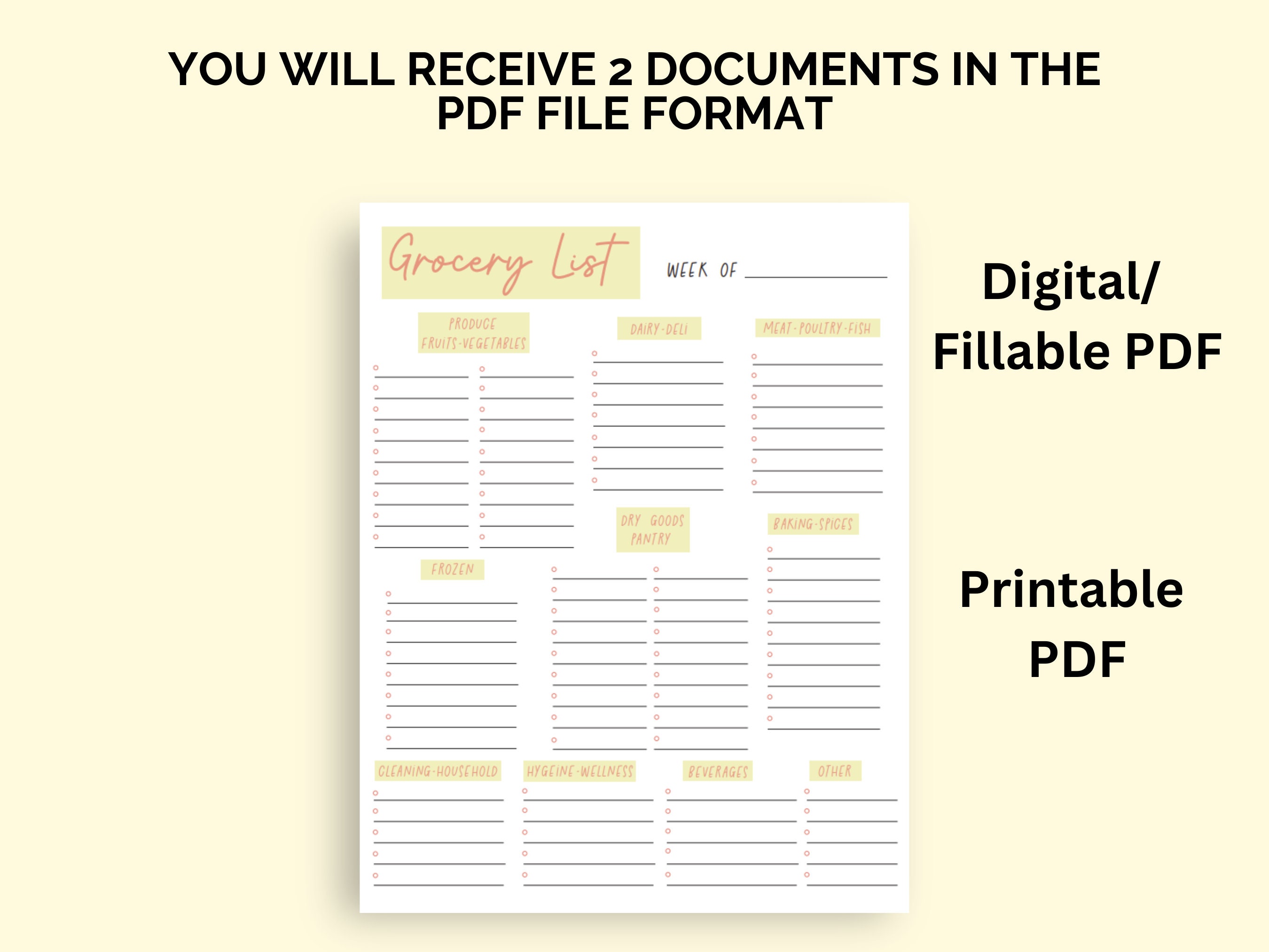 Grocery Shopping List PDF, Printable and Fillable Grocery Shopping List ...