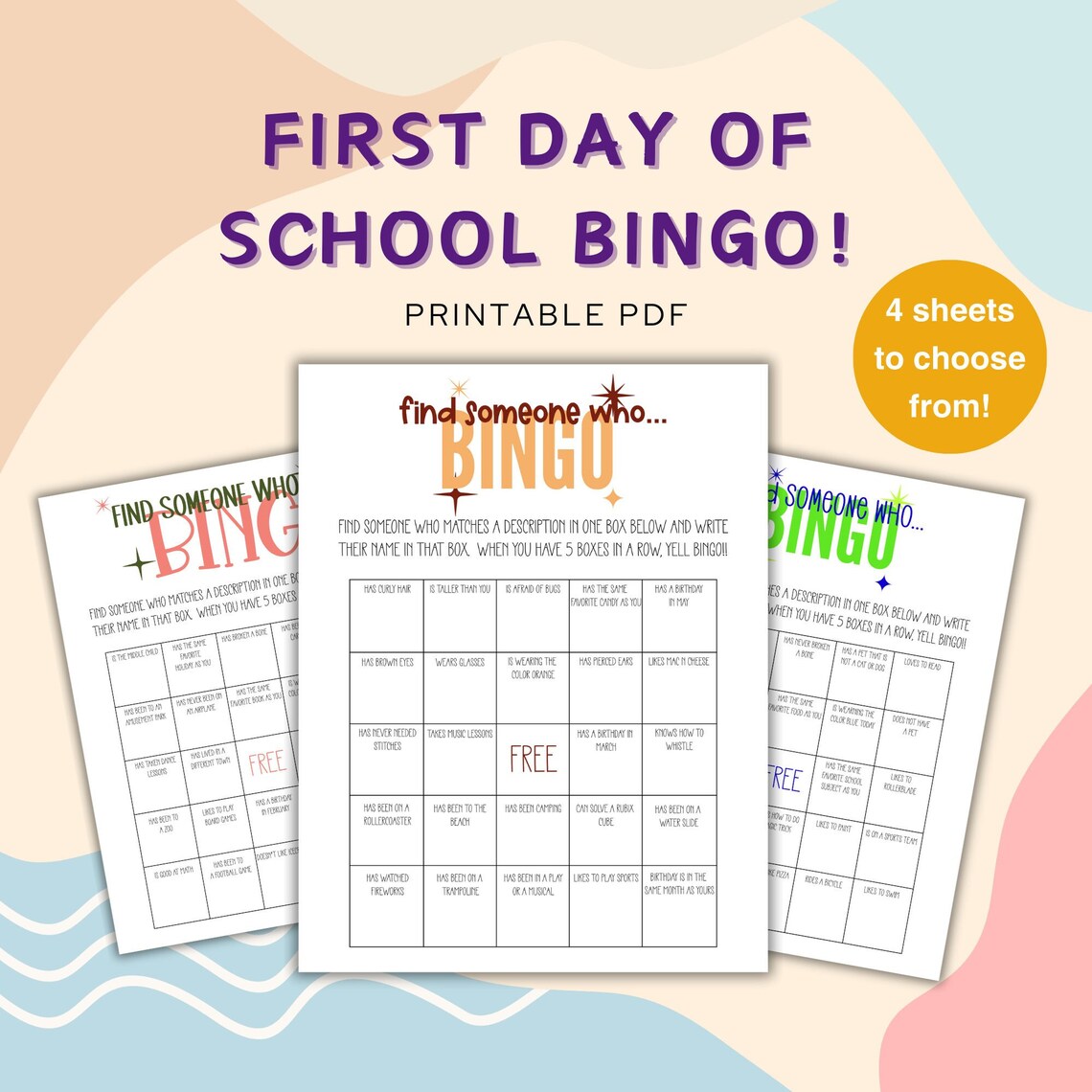 First Day of School Bingo Printable PDF, Getting to Know You Bingo PDF ...