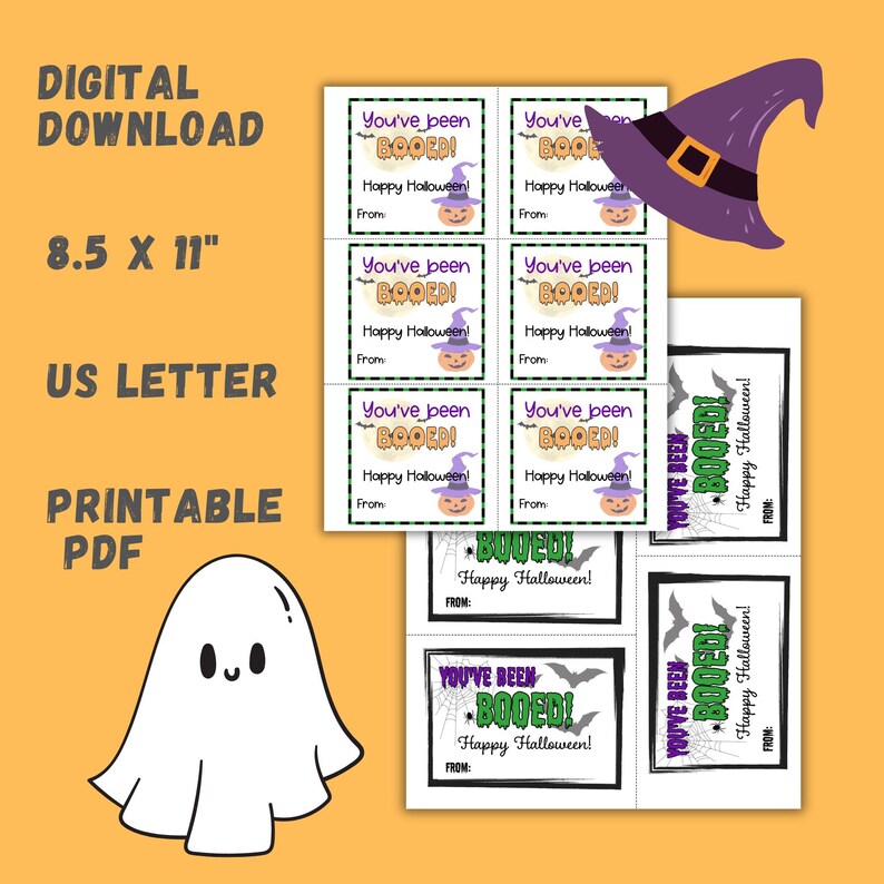 Printable Halloween Boo Tags; Printable BOO Tags; Halloween Tags PDF - Etsy