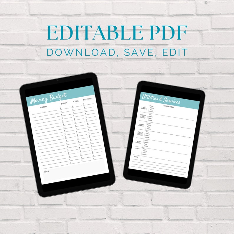 Moving Planner Bundle, Moving Checklist, Moving Planner Editable PDF - Etsy