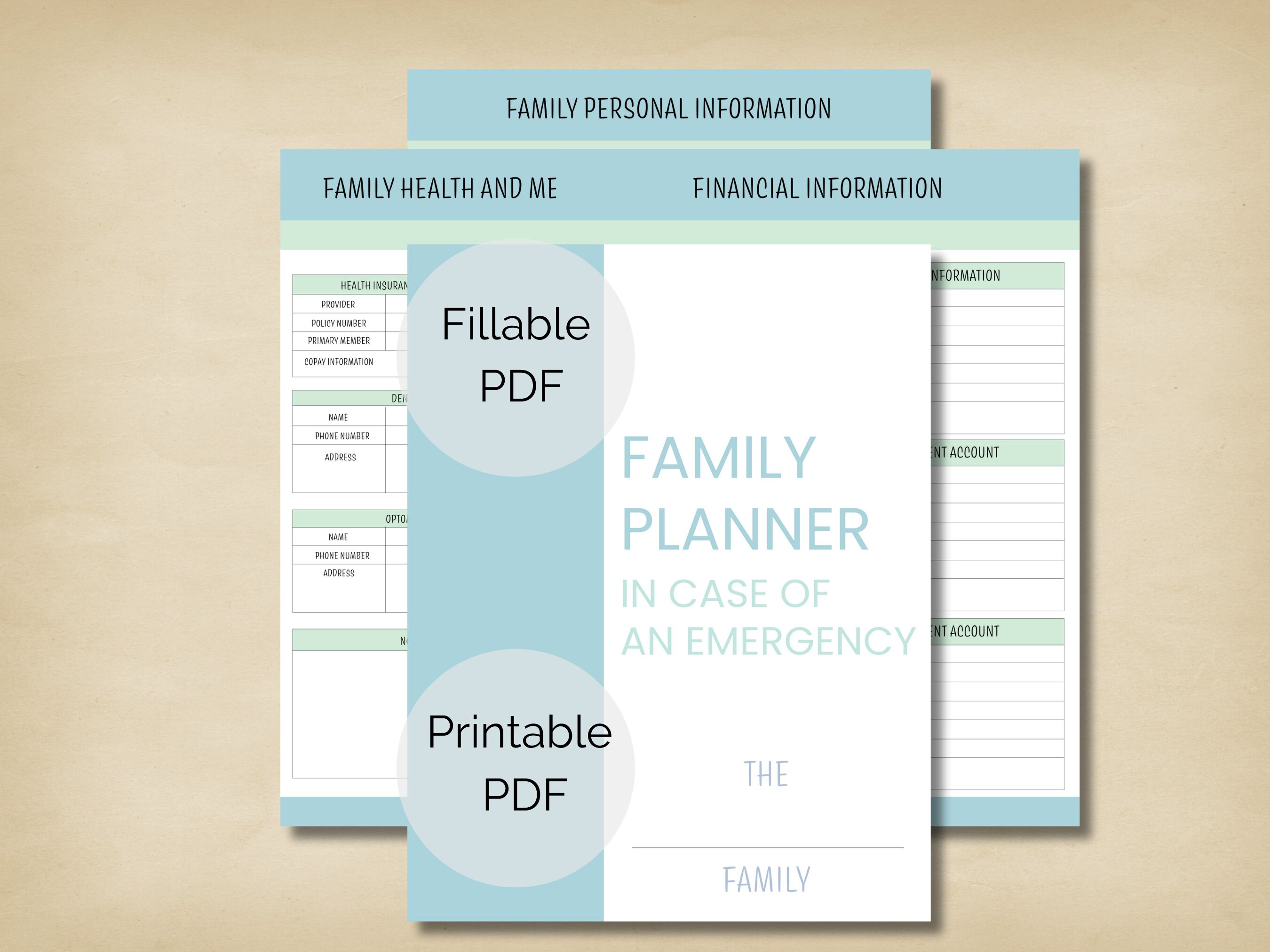 In Case of an Emergency Family Planner Printable and Fillable PDF ...