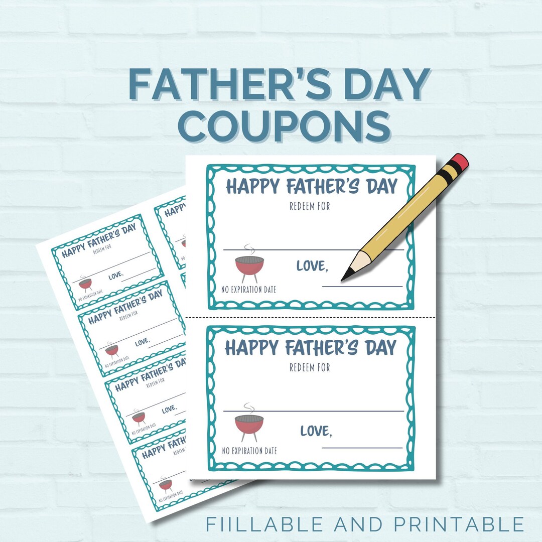 Father's Day Vouchers Printable PDF, Father's Day Coupons Printable PDF ...