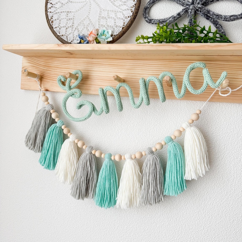 Knitted Rope Wire Words Names Signs Nursery Decor, Kids Room and Door ...