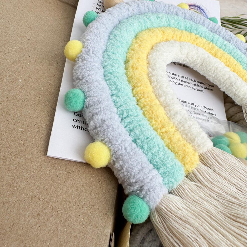 DIY Pastel Fluffy Rainbow Craft KIT, DIY Macrame Kit, Creative Baby ...