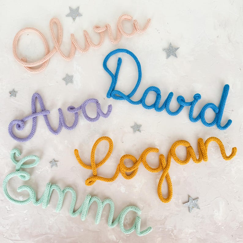 Knitted Rope Wire Words Names Signs Nursery Decor, Kids Room and Door ...
