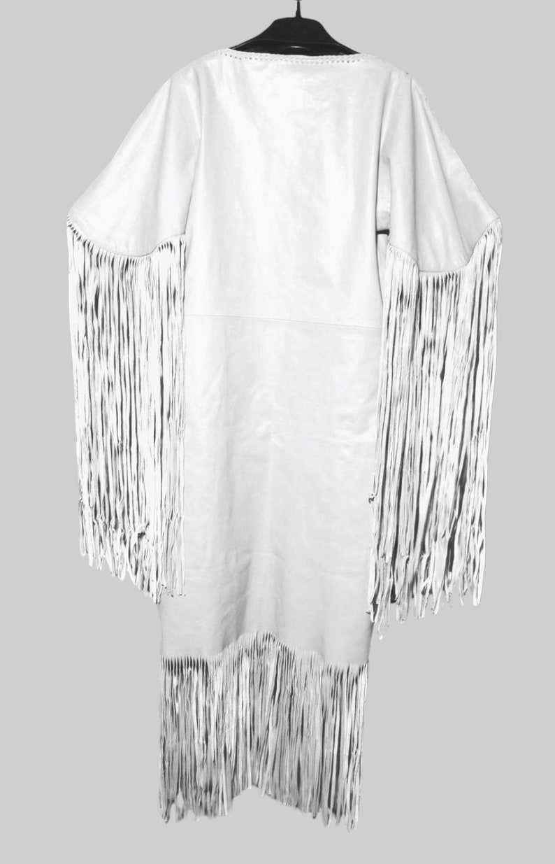 Native American Powwow Regalia Dress | White Fringe Suede Handmade ...