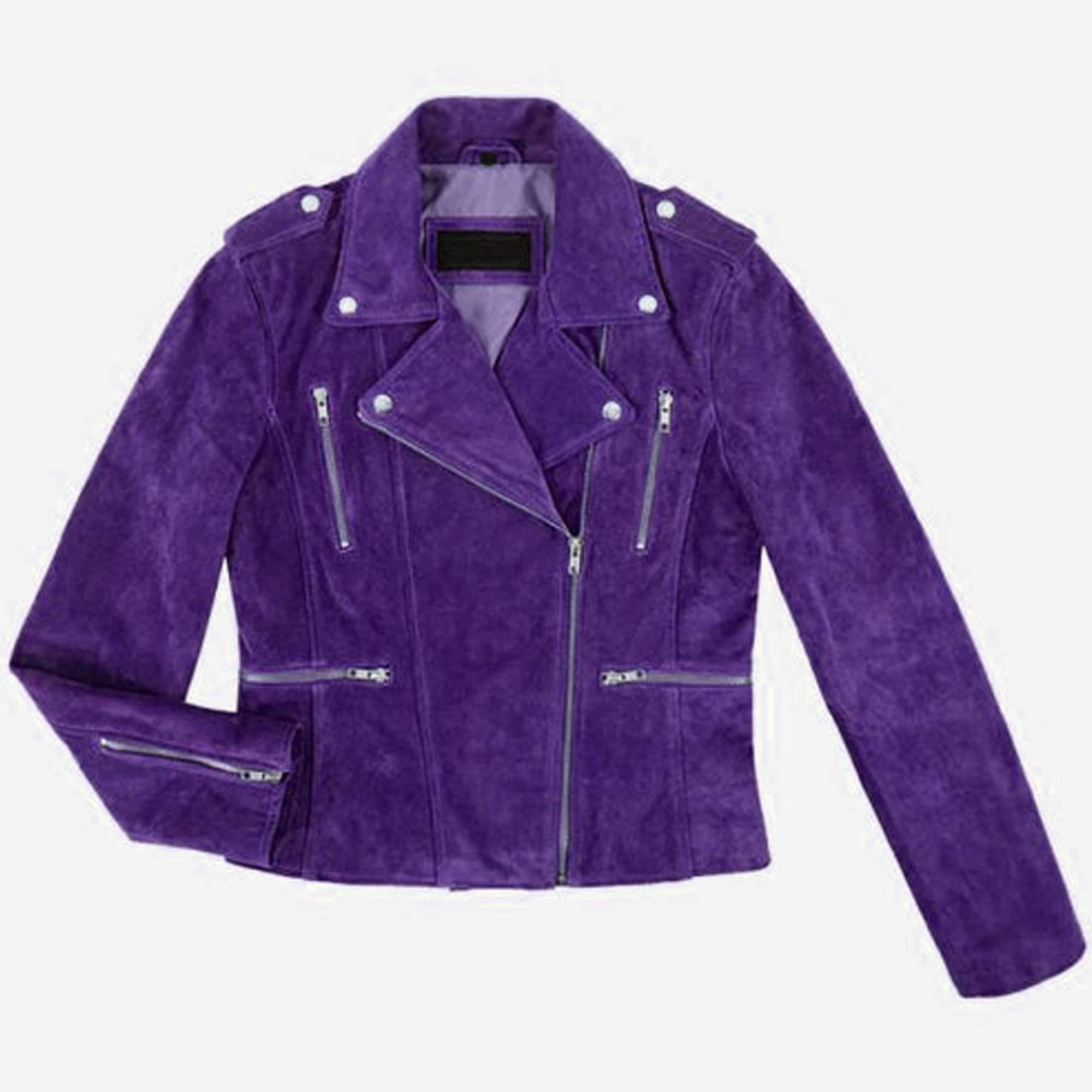 Handmade Purple Suede Biker Jacket: Women's Moto Sheepskin Leather - Etsy