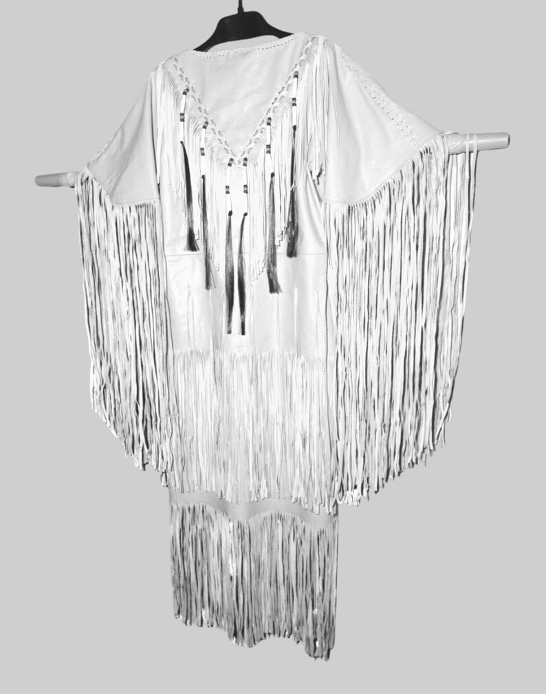 Native American Powwow Regalia Dress | White Fringe Suede Handmade ...