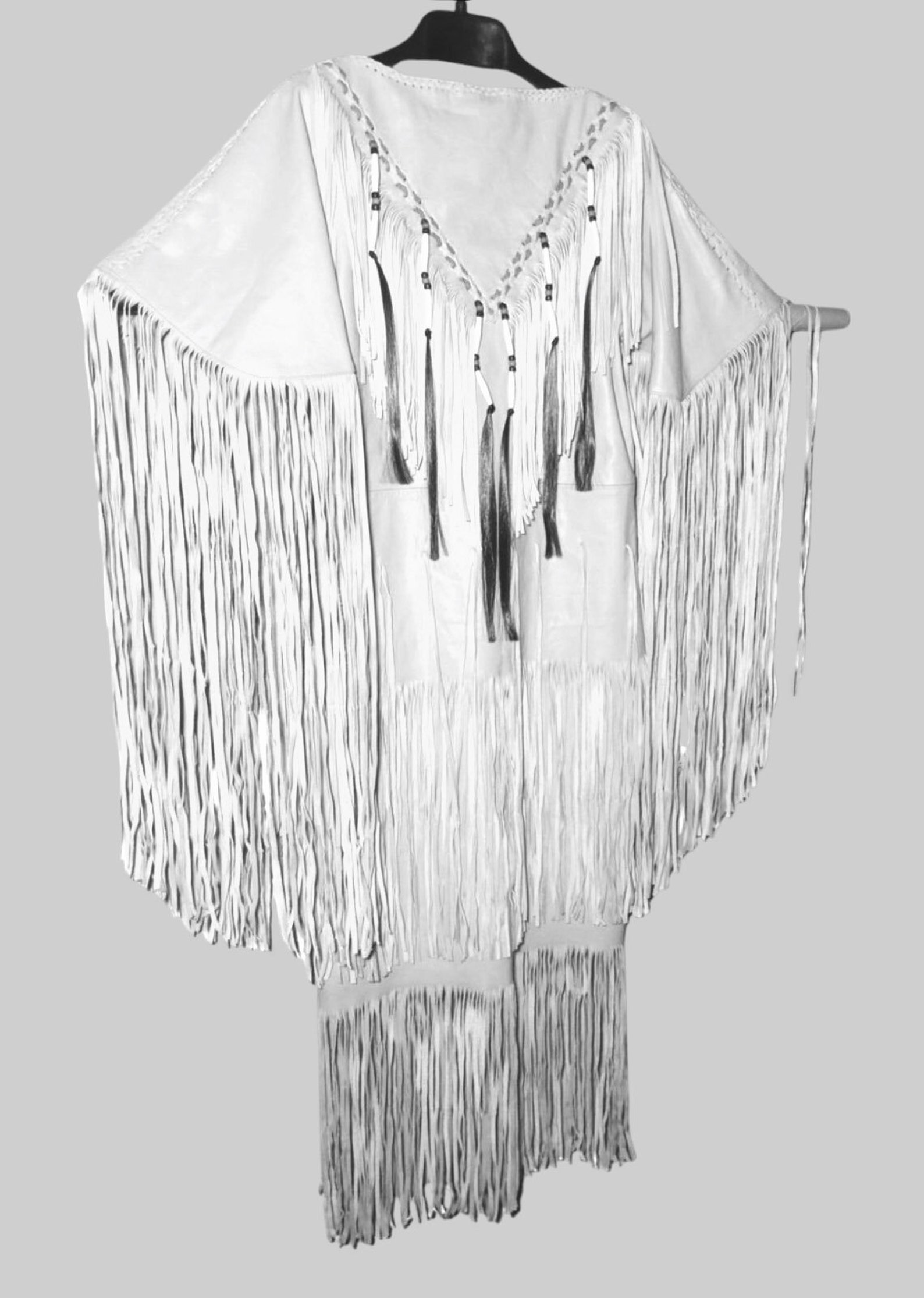 Native American Powwow Regalia Dress | White Fringe Suede Handmade ...